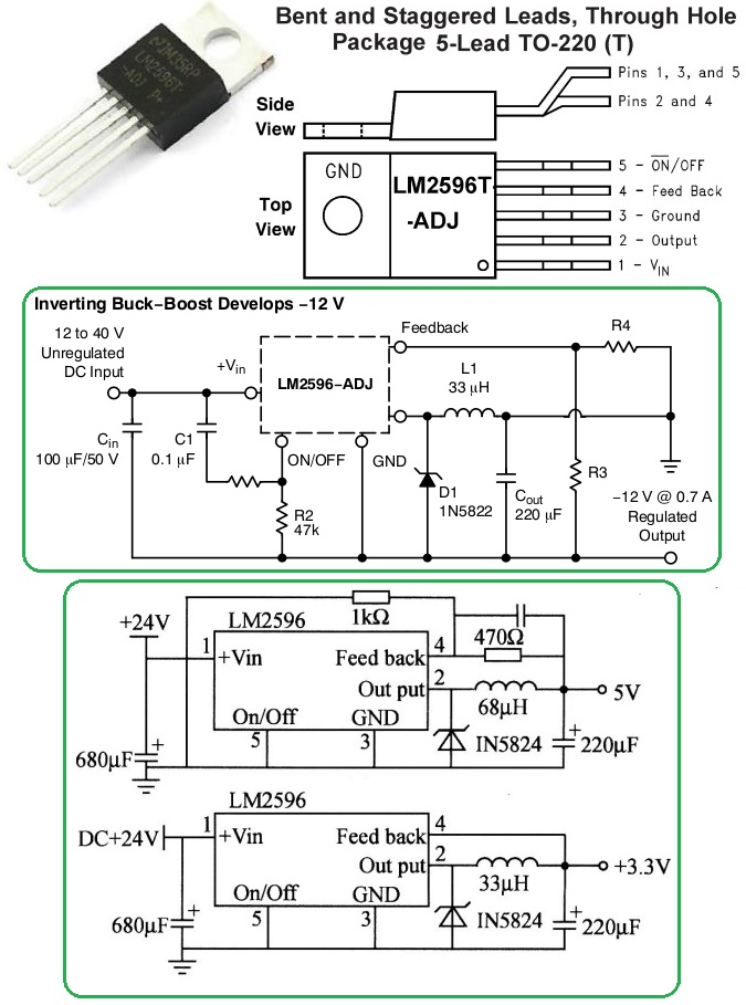 LM2596T ADJ TO-220-NS regulador de Voltaje